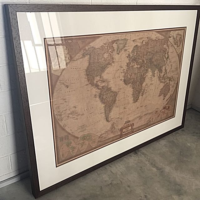 Map Of The World By National Geographic (replica print) Framed ...