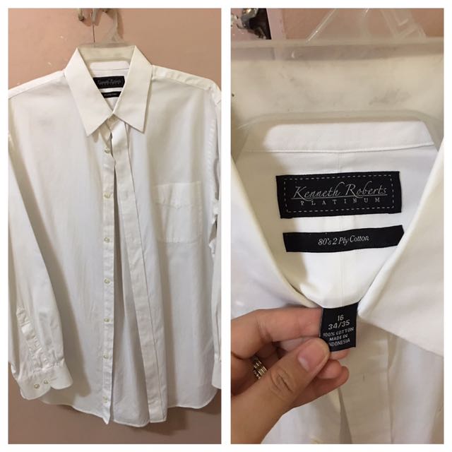 Trubenized ( KENNETH ROBERTS) White Long sleeve, Men's Fashion, Tops ...