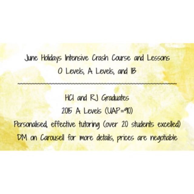 June Holidays Intensive Crash Course (O and A Levels), Learning & Enrichment, Enrichment ...