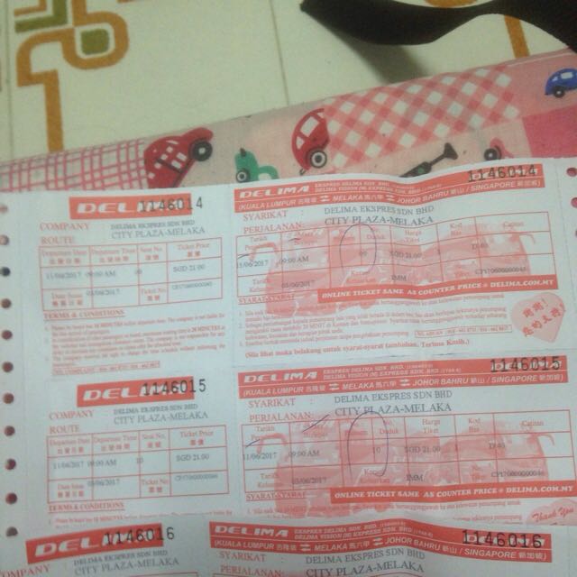 Singapore To Melaka Malacca Ticket Delima Bus Ekspres, Tickets ...
