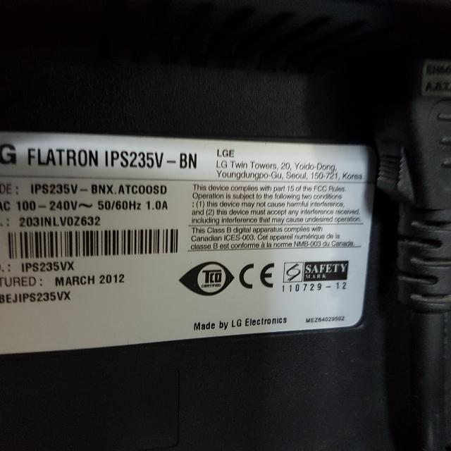 Lg Flatron IPS235V-BN, Computers & Tech, Parts & Accessories, Monitor ...