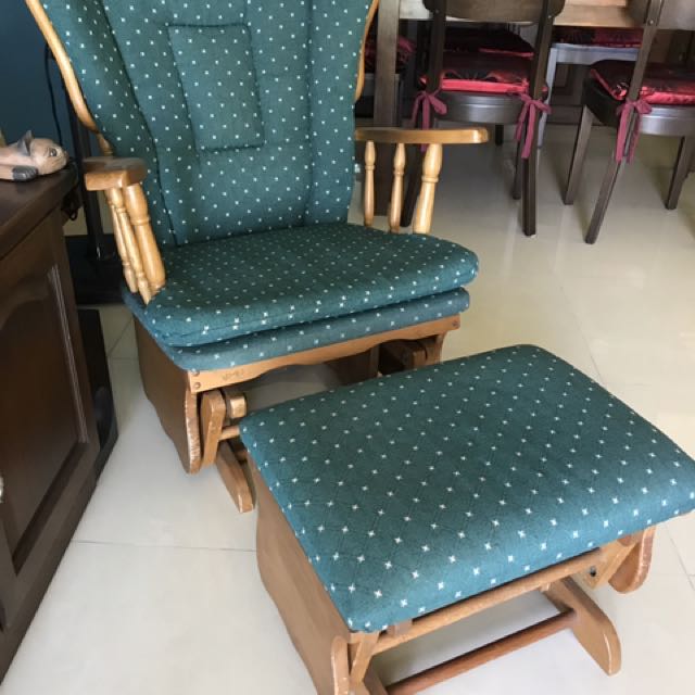 Wooden Rocking Chair + Leg Rest, Furniture & Home Living, Furniture ...