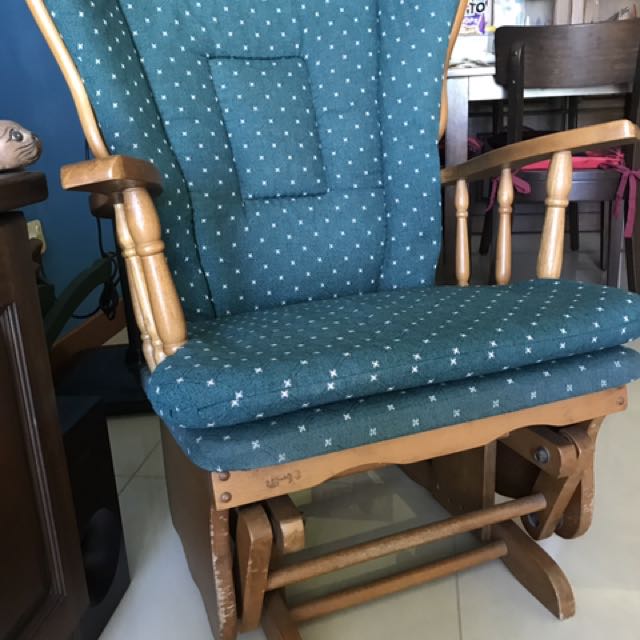Wooden Rocking Chair + Leg Rest, Furniture & Home Living, Furniture ...