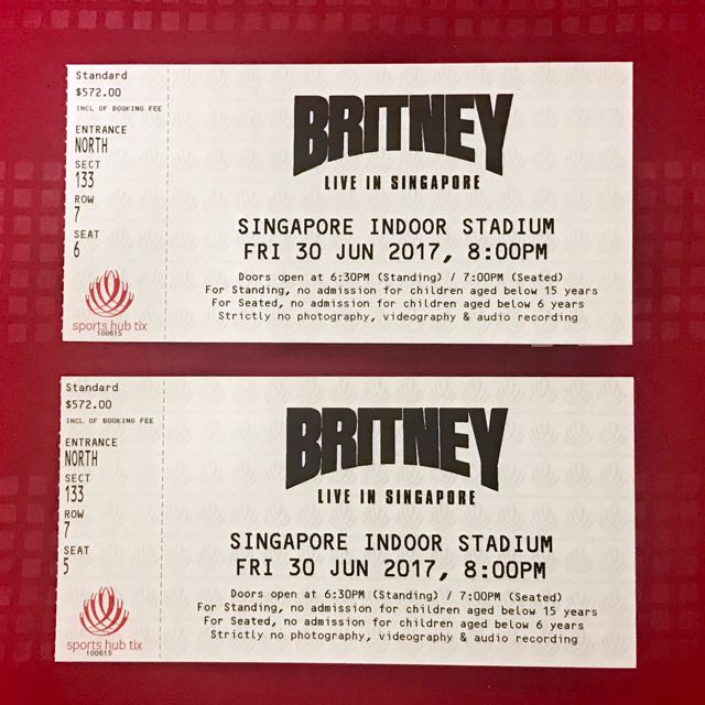 X2 BEST FRONT FEW ROWS CAT 1 SEC 133 ROW 7 TICKETS:Britney Spears' Live ...