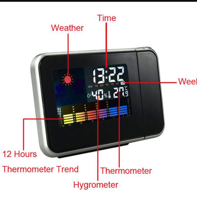 8190 LED Rotating Projection Color Screen Calendar Clock with Weather ...