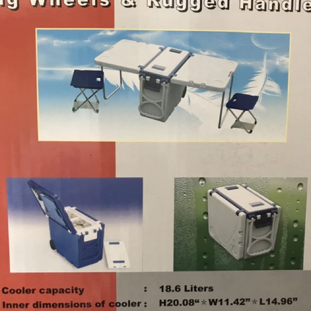 Cooler Box With Foldable Table And Chairs, Furniture & Home Living ...
