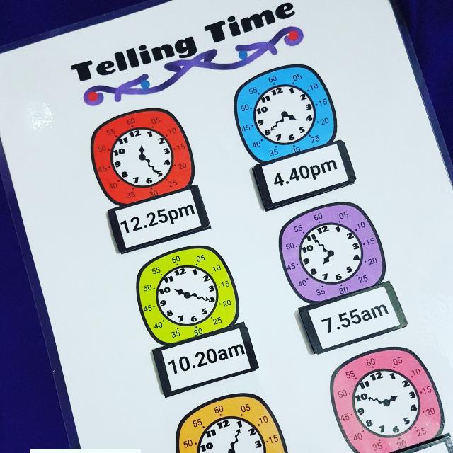 Exclusive A4 Laminated Velcro Activity Telling Time (Mix Timing ...