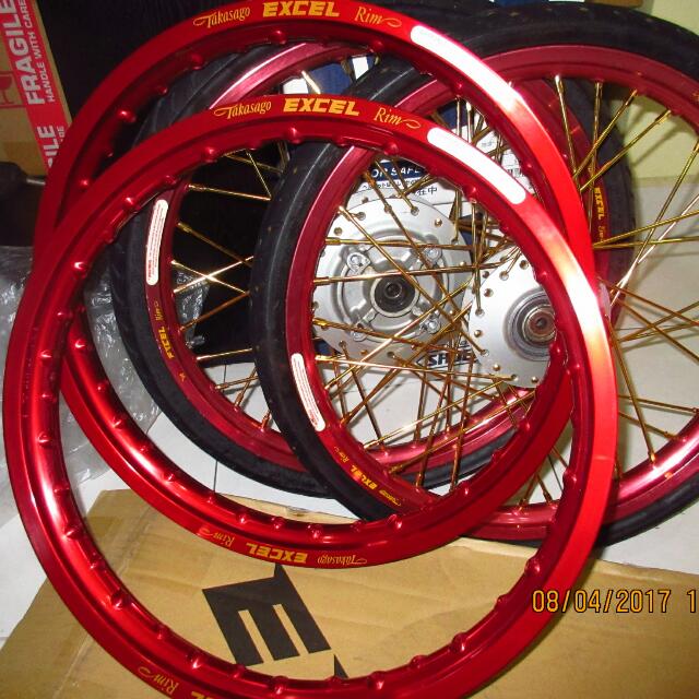 Red Takasago Excel Rim Japan, Motorcycles, Motorcycle Accessories on ...