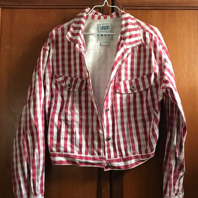 Red & White Checkered Jacket, Women's Fashion, Coats, Jackets and ...