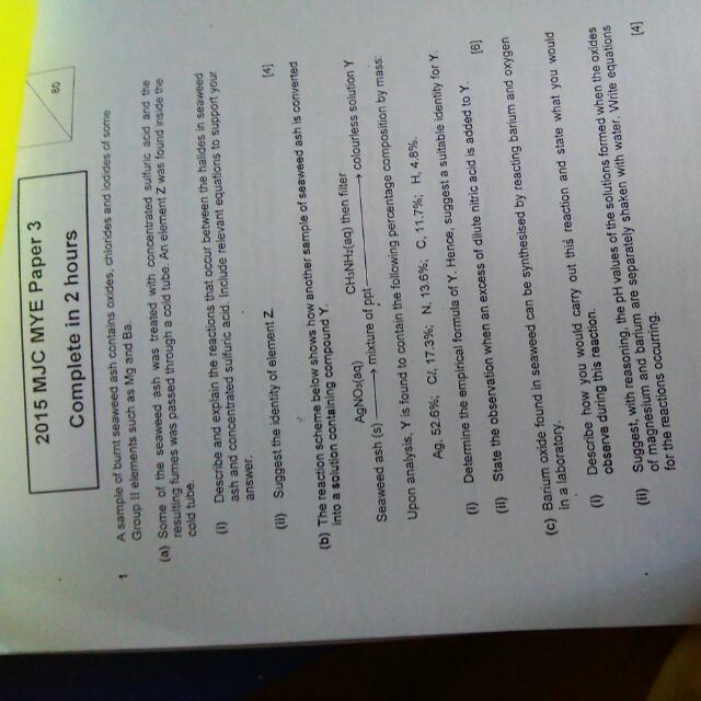 JC Chemistry Past Year Mid Year Examination Papers, Hobbies & Toys ...