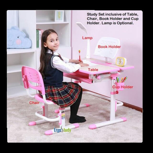(Ready stocks) Children Ergonomic Learning Table set (with chair ...