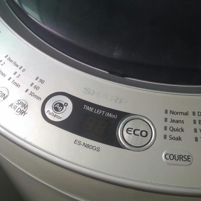 Water Saving SHARP Washing Machine ES-N80GS, TV & Home Appliances ...