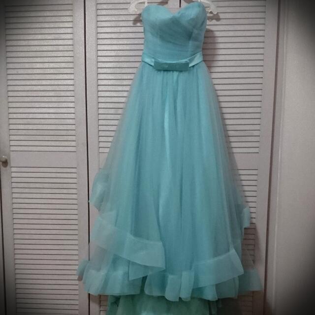 Beautiful & super elegant Lacebridge Tiffany Blue Gown, Women's Fashion ...