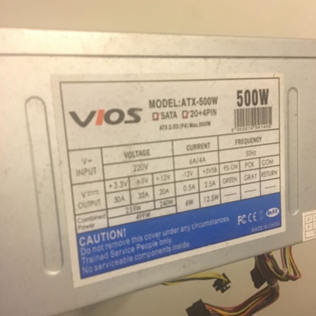 VIOS ATX-500W PSU, Computers & Tech, Parts & Accessories, Computer ...