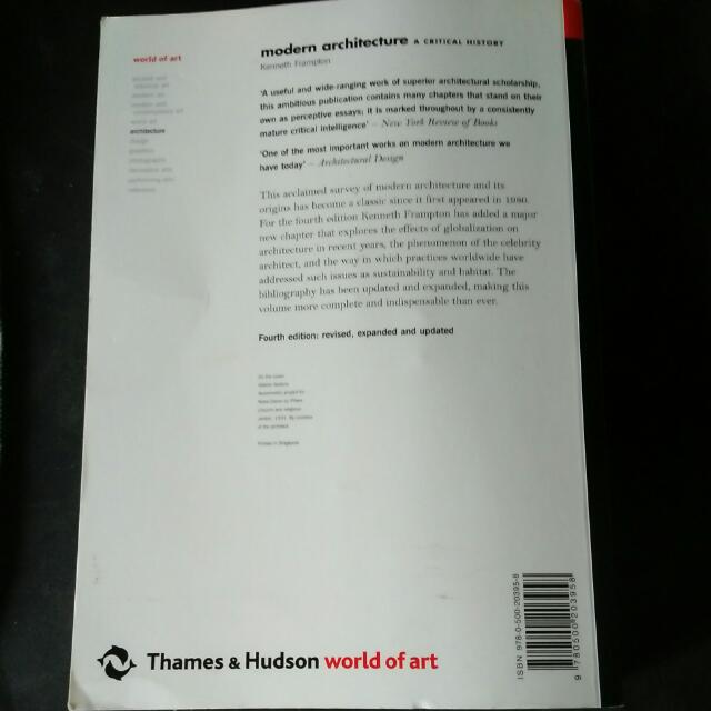 A Critical History of Modern Architecture by Kenneth Frampton AR2226 ...