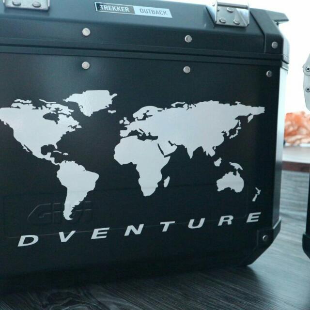 Motorcycle Reflective Decal "World Adventure Map" for Touratech Pannier ...