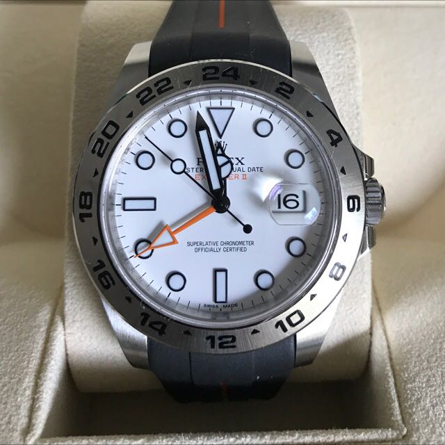 Rolex explorer 2 White Face With 2 Straps, Luxury, Watches on Carousell