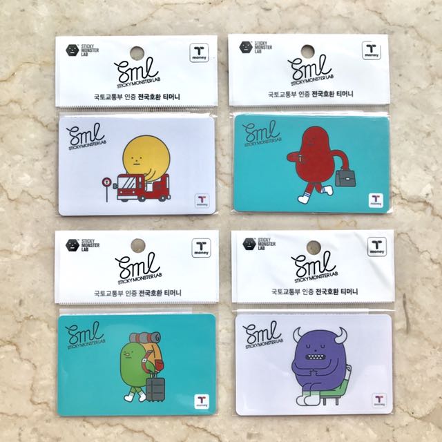 Super Rare Korea Sticky Monster Lab SML T-money Cards Set Of 4, Hobbies ...