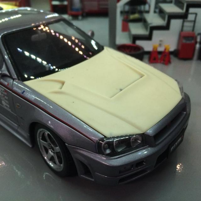 1/18 Nissan R34 GT-R Skyline Top Secret Hood For Autoart GT-R R34 ...