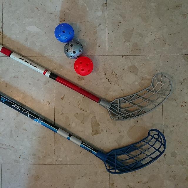 2 Floorball Sticks With Carry Bag + 3 Balls. Floor Ball, Floor Hockey ...
