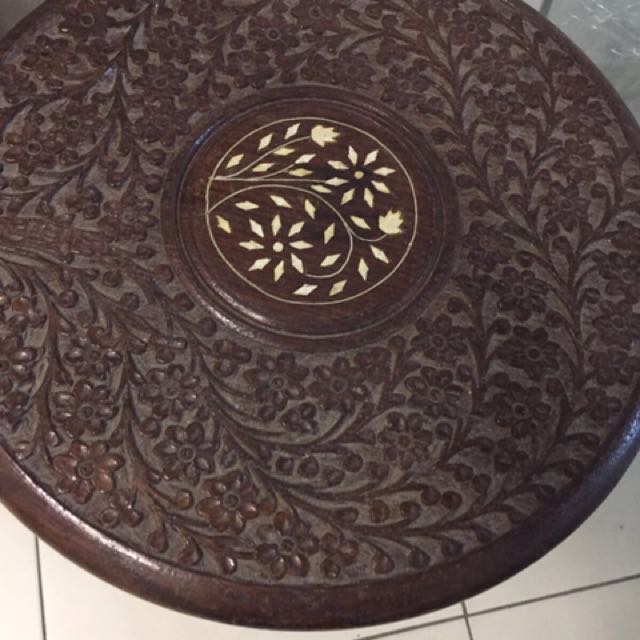 Wooden Table with Intricate Carvings, Furniture & Home Living ...