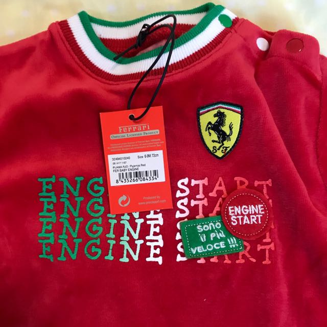 Brand New Genuine Ferrari Footed Pajamas For 6-9 Months Baby & Cap ...