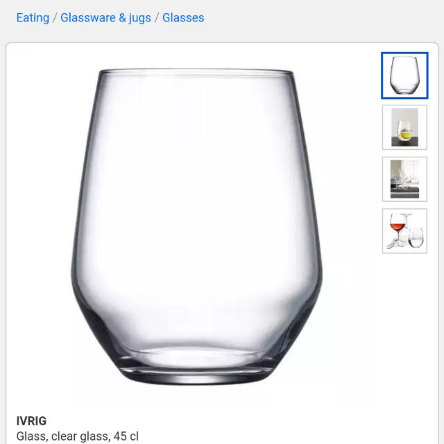 IKEA Ivrig Glass 450ml ×1, Home Appliances on Carousell