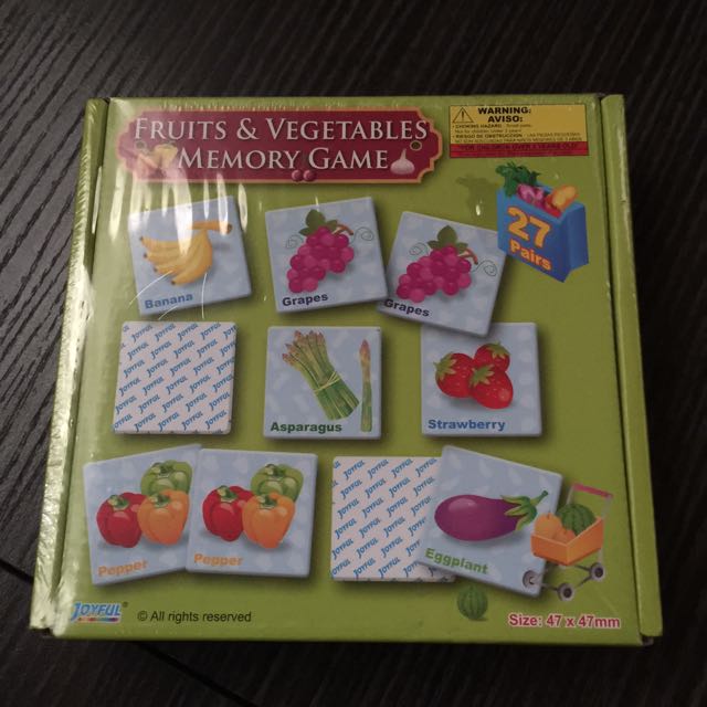 Fruits And Vegetable Memory Game, Hobbies & Toys, Toys & Games on Carousell