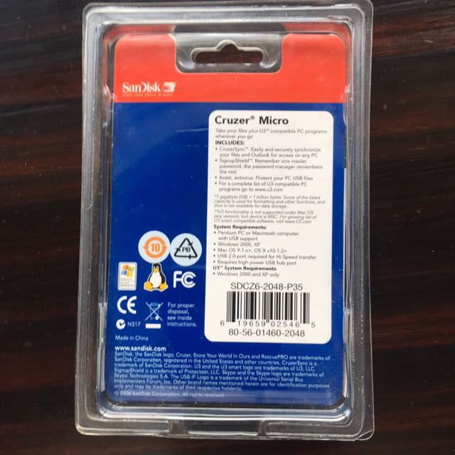 SanDisk Cruzer Micro USB Flash Drive 2GB, Computers & Tech, Parts ...