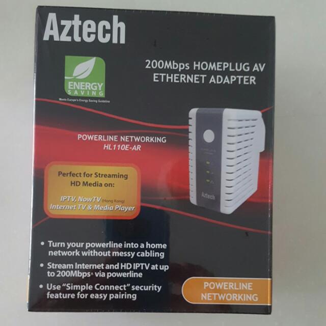 Aztech 200Mbps Homeplug AV Ethernet Adapter, Computers & Tech, Parts ...