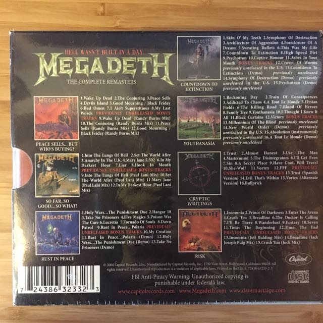 MEGADETH HELL WASN'T BUILT IN A DAY THE COMPLETE REMASTERS 7CD BOXSET ...