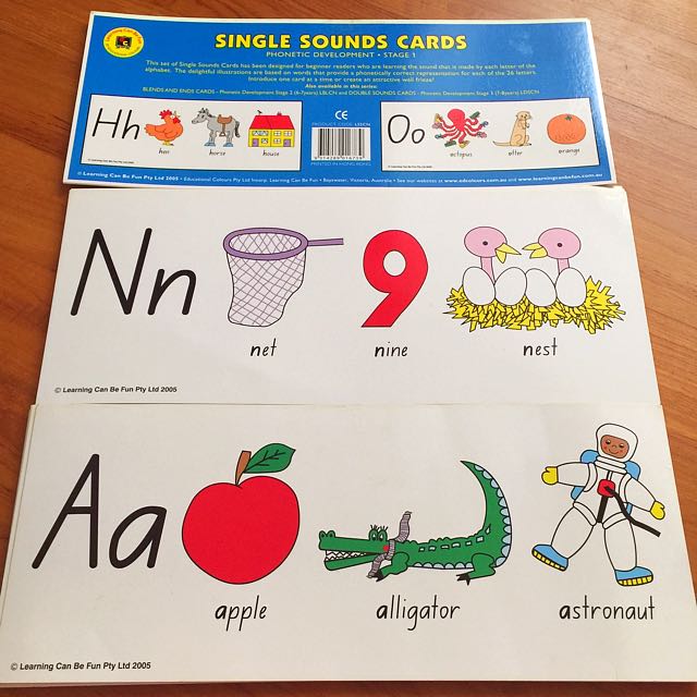 Phonics Single Sounds Cards, Hobbies & Toys, Toys & Games on Carousell
