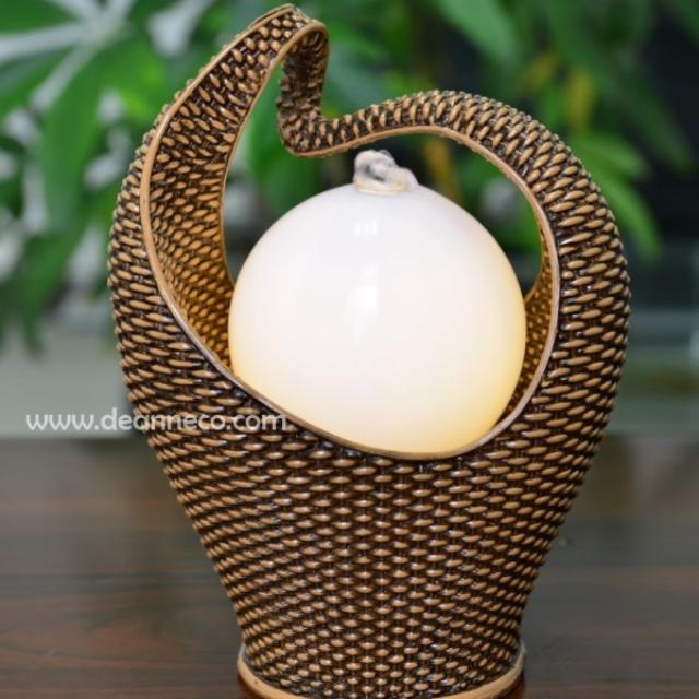Sphere Rattan Tabletop Water Feature, Furniture, Home Decor on Carousell