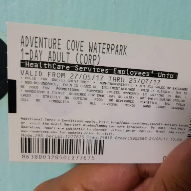 Adventure Cove Waterpark Adult tickets, Tickets & Vouchers, Local ...