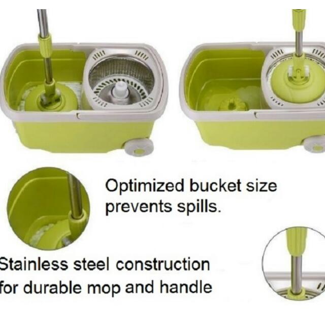 *NEW* Magic Spin Mop Stainless Steel Rotation Cleaner Bucket With Wheel ...
