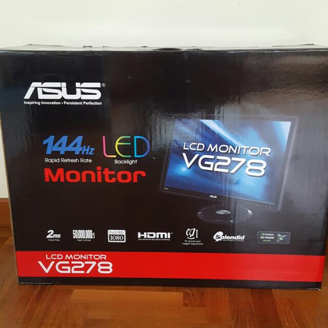 Asus 3D 27 Inch Gaming Monitor 1080p 144Hz VG278HE, Computers & Tech ...