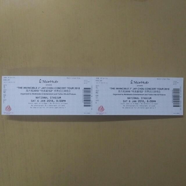 Jay Chou (Pair) Concert Tour "The Invincible 2" 2018, Tickets ...