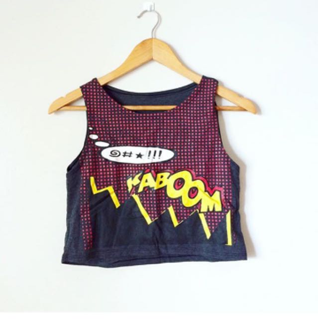 Midriff Top Comics Design, Women's Fashion, Tops, Others Tops on Carousell