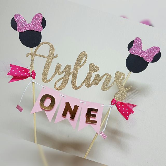 Minnie Theme Customised Cake Topper, Hobbies & Toys, Stationery & Craft ...