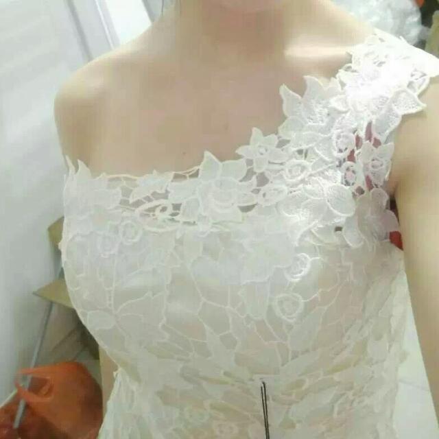 White Toga Lace Dress, Women's Fashion, Tops, Sleeveless on Carousell
