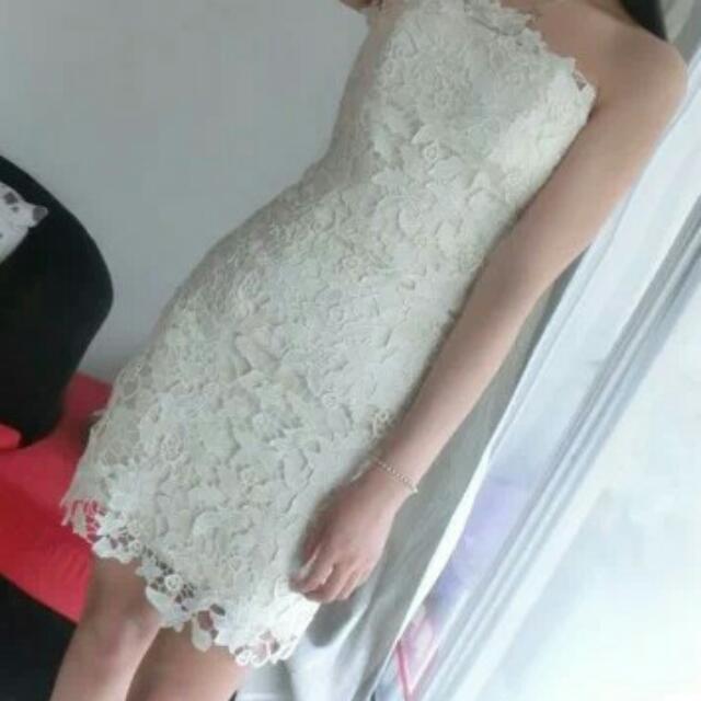 White Toga Lace Dress, Women's Fashion, Tops, Sleeveless on Carousell