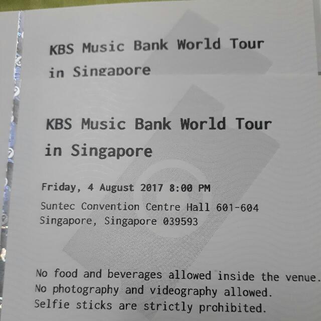 [RESERVED] WTS 2 x Cat 2 tickets for Music Bank in SG, Hobbies & Toys ...
