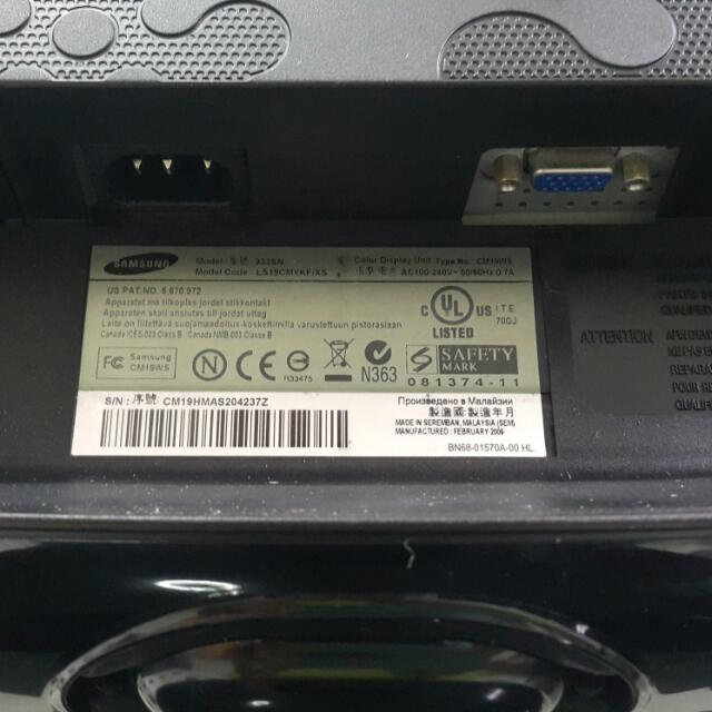 Samsung 19 inch LCD monitor cw19ws, Computers & Tech, Parts ...