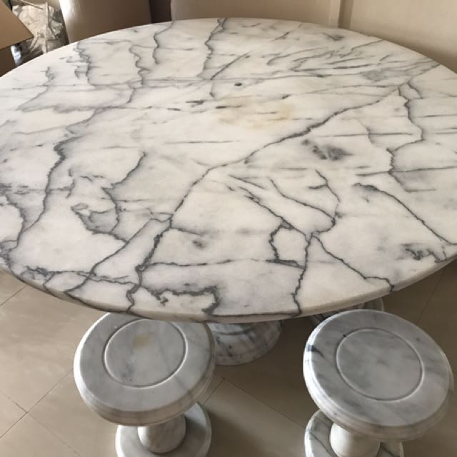 Genuine Marble Dining Table, Furniture & Home Living, Furniture, Tables ...