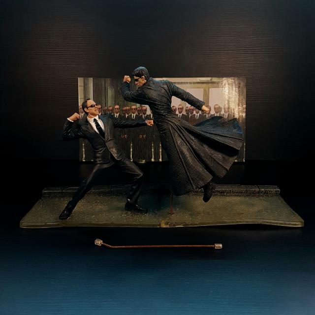 Matrix Neo Agent Smith Final Fight Set Mcfarlane Toys w/ Diorama Rain ...