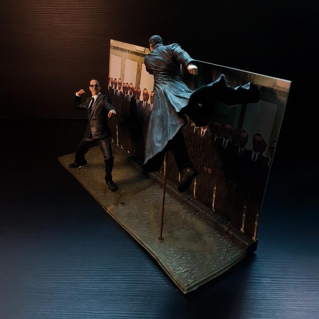 Matrix Neo Agent Smith Final Fight Set Mcfarlane Toys w/ Diorama Rain ...