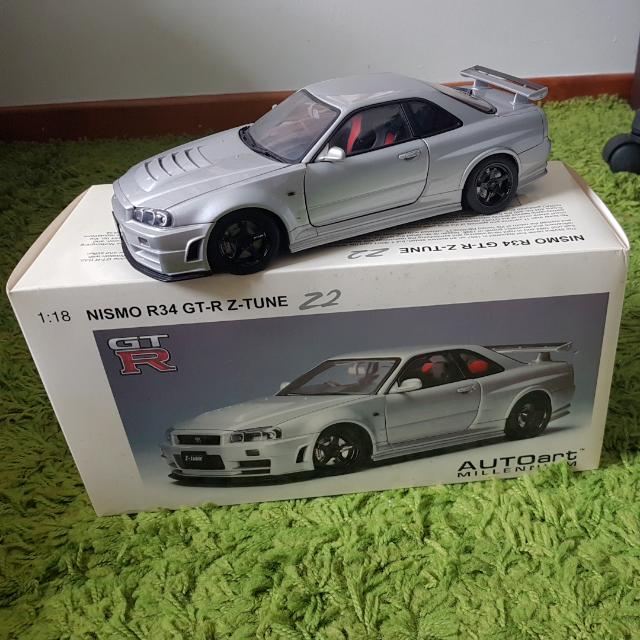 1:18 Nissan Skyline R34 Z-TUNE Z2 Silver 1st Generation, Hobbies & Toys ...