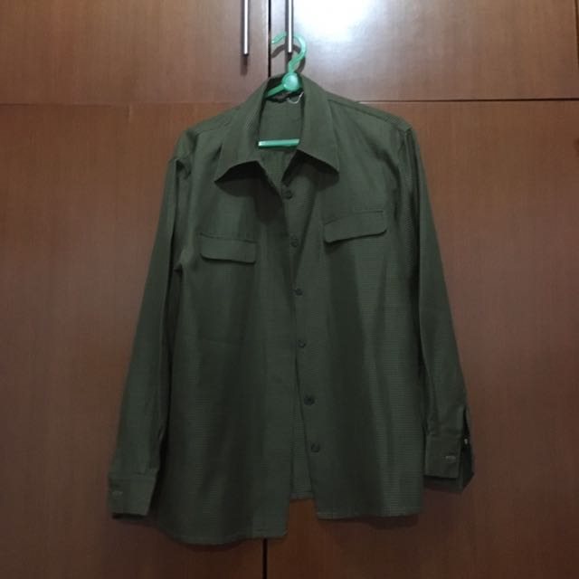 Kemeja Polos Wanita Warna Army - Juwitala