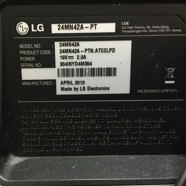 LG 24" LED Monitor Full HD 24MN42A-PT, Computers & Tech, Parts ...