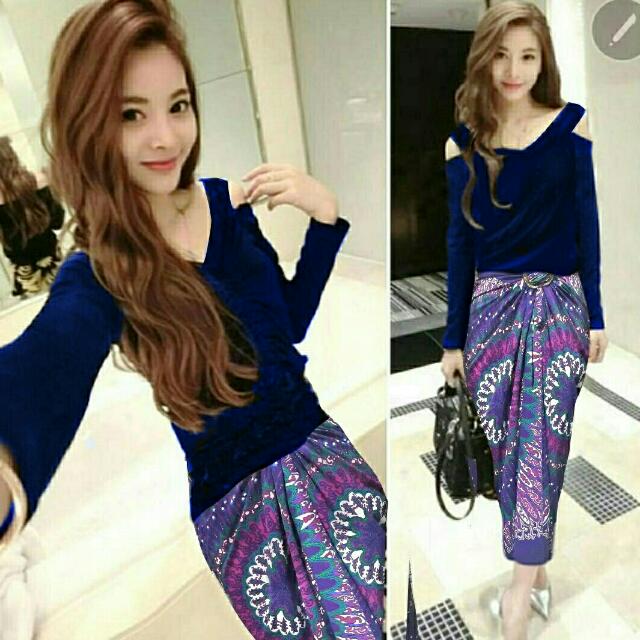 BT8296 Navy Tasya Set 2in1, Fesyen Wanita di Carousell